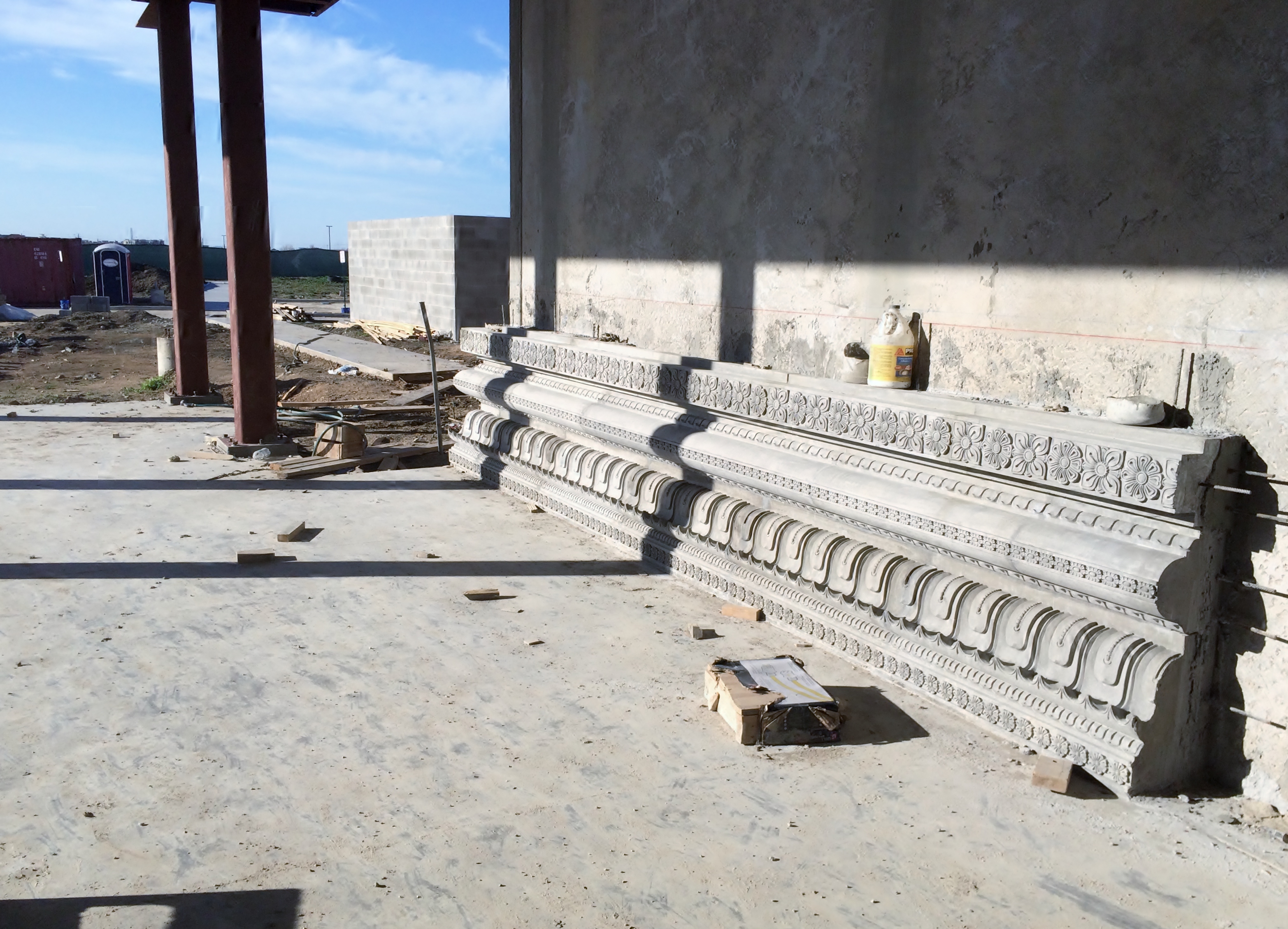 Artisans' Work on Magnificent Temple Base | RKTemple